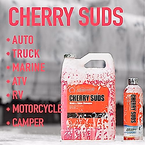 Nanoskin CHERRY SUDS Foaming Car Wash Concentrated Shampoo 5 Gallons for Foam Cannons, Foam Guns, Bucket Washes | Pressure Washer Safe, Cherry-Scented Soap | Ideal for Cars, Trucks, Motorcycles, RVs