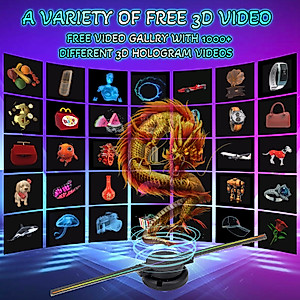 3D Hologram Fan With Android Integrated-19 Inch Holographic 3D Display Advertising Projector with APP Programmable, 1000+ 3D Video Library for Business Store Signs,Bar,Party,Halloween (17-inch)