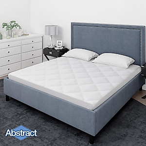 Abstract Mattress Pad - Quilted, Fitted Mattress Cover - Breathable Soft Cotton Cooling Mattress Protector for RV/Travel Trailer - Pillow Topper Bed Protector- 48"x75", White