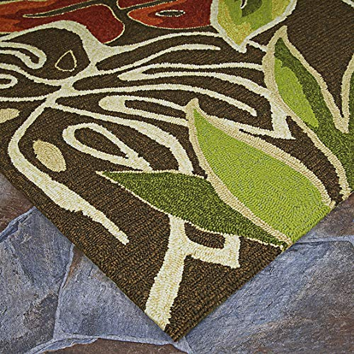 Couristan Areca Palms Runner rug, 2'6" x 8'6", Brown/Forest Green