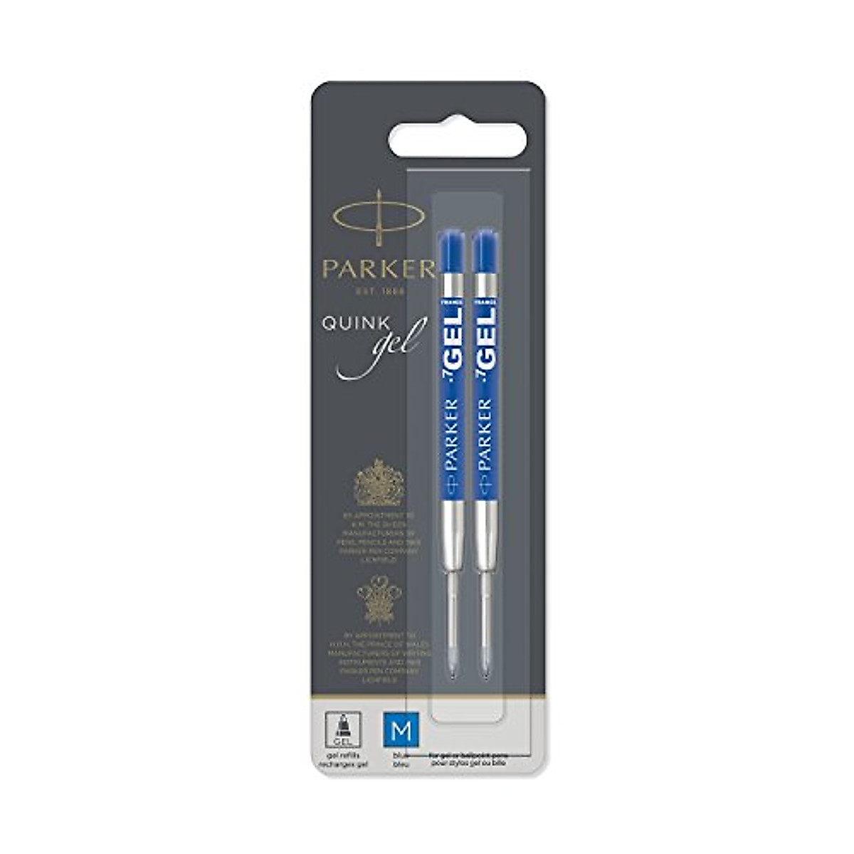 PARKER QUINK Ballpoint Pen Gel Ink Refills, Medium Tip, Blue, 2 Count