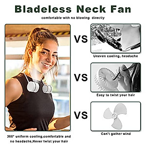 DONGDO Personal Neck Fan Bladeless Werable Fans Portable Rechargeable, AC Neck Air Conditioner can Blow Aromatherapy, 3 Speed 360° Adjustment Hanging Neck Fan Around Your Neck for Cold Air, White