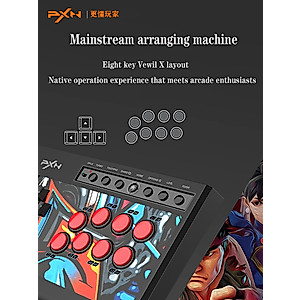 PXN-X8 Arcade Fight Stick Mechanical direction button controller with TURBO Macro Functions Plug and play Arcade Fighting For PC, PS3, PS4, Xbox One Xbox Series X/S Android TV Box, N-Switch