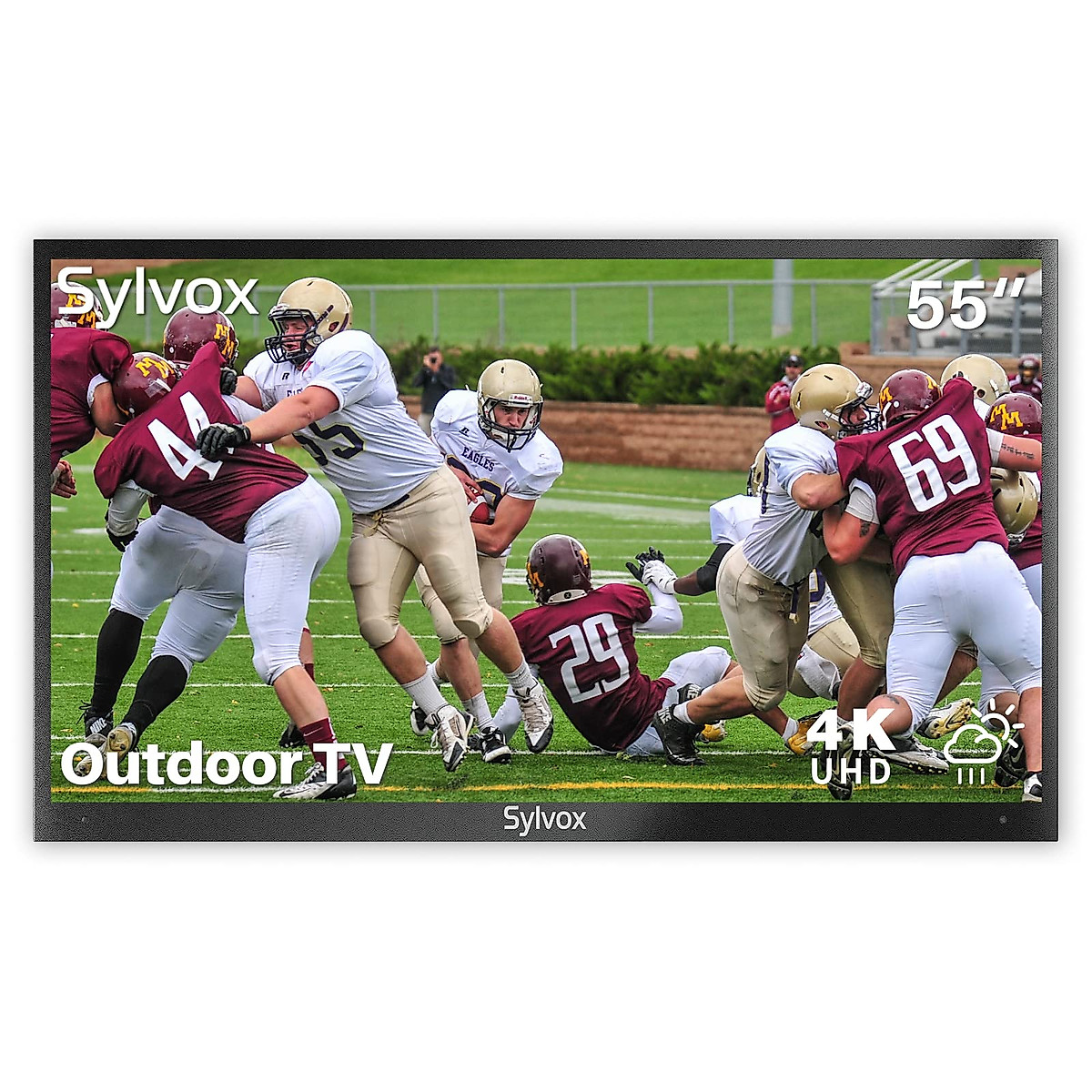 SYLVOX Outdoor TV, 55 inch Waterproof 4K Smart TV, Outdoor Television Support Bluetooth WiFi for Partial Sunshine Areas(Deck Series)