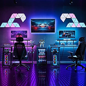 MOTPK Gaming Desk with Power Outlet, L Shaped with PC Shelf, Gaming Table Desk with Monitor Shelf, Gamer Desk with Carbon Fiber Texture, Desk Gaming Computer Desk, Black, 39 Inch