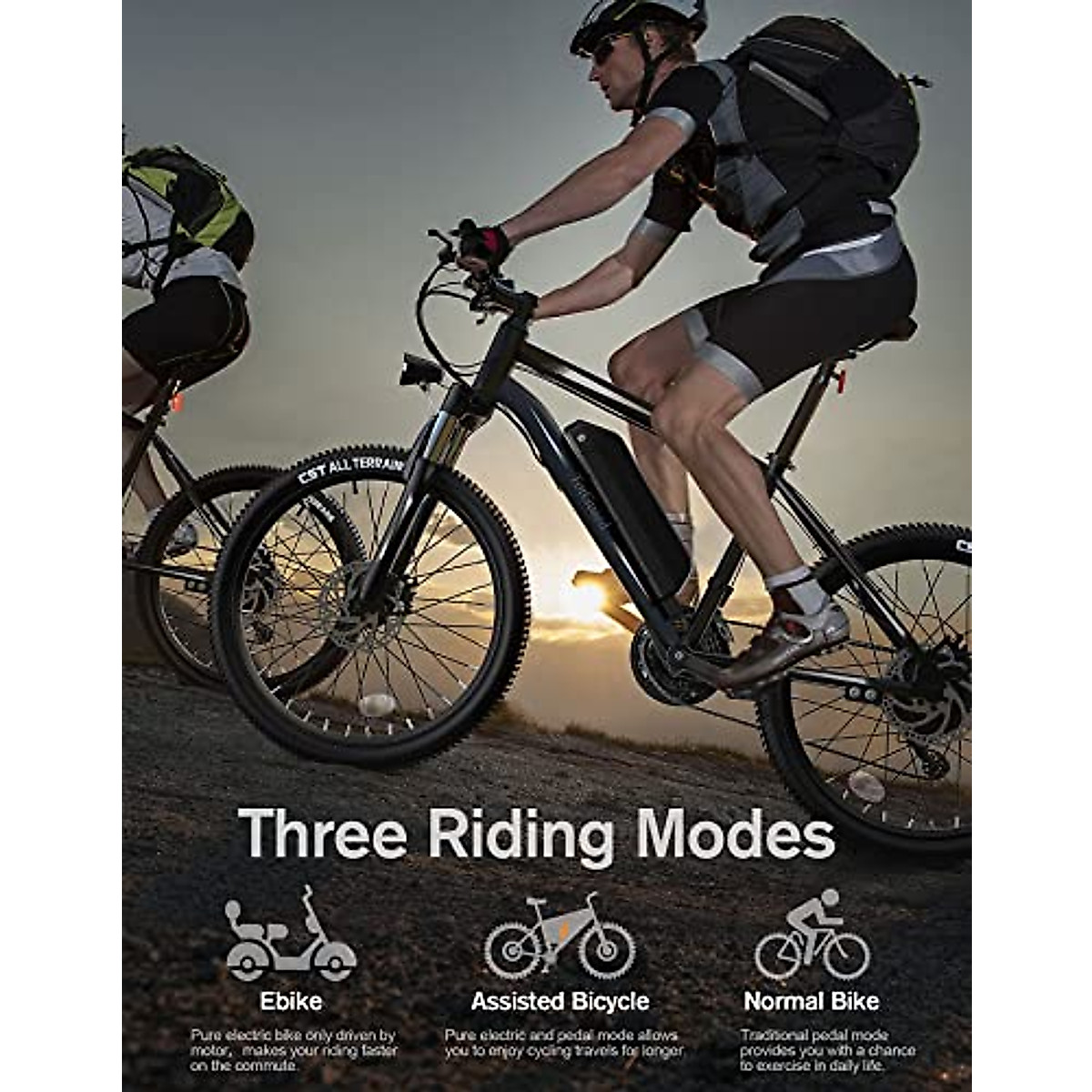 TotGuard Electric Bike, Electric Bike for Adults 26'' Ebike with 350W Motor, 19.8MPH Electric Mountain Bike with Lockable Suspension Fork, Removable 36V/10.4Ah Battery, Professional 21 Speed Gears