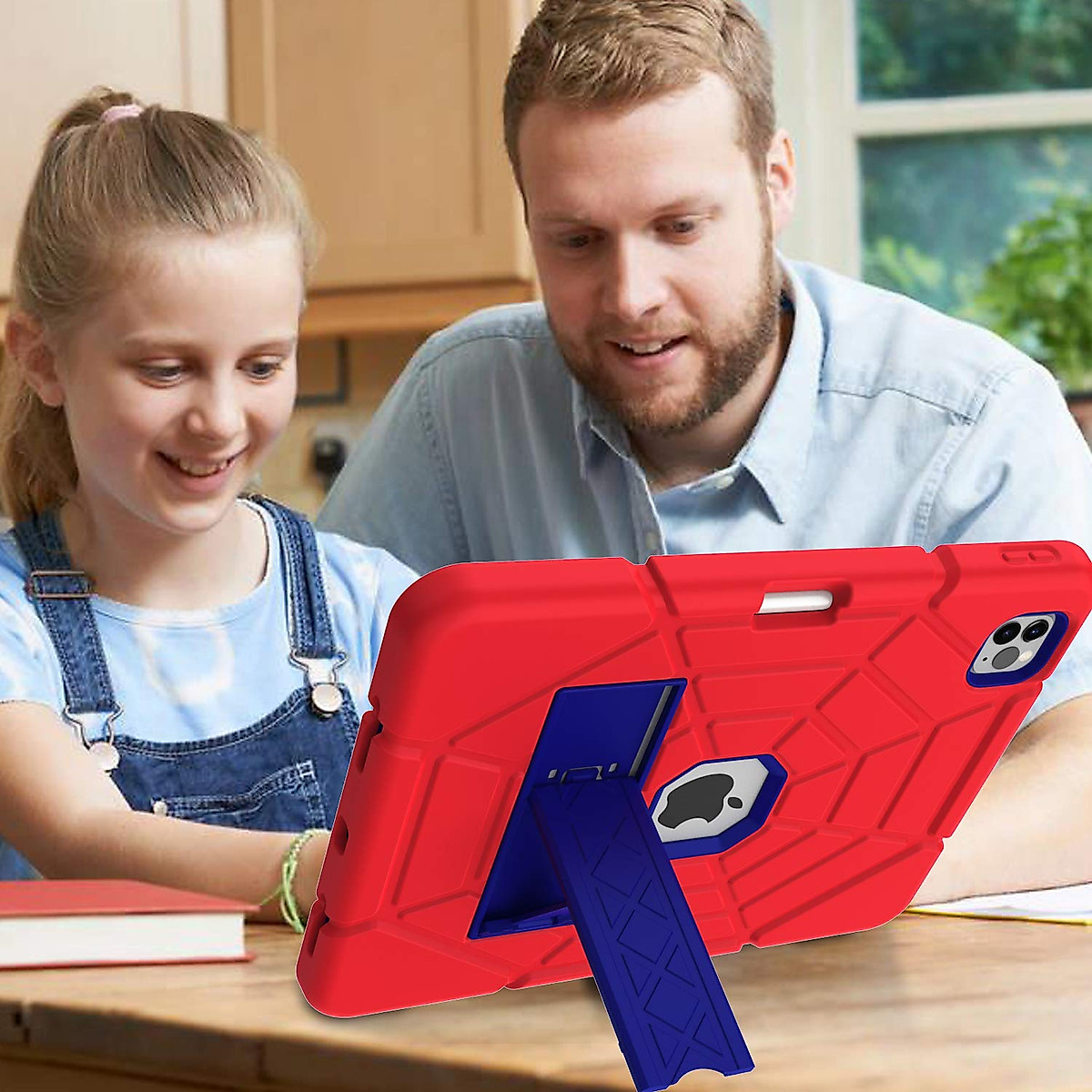 CCMAO Case for iPad Pro 11 Inch 2022/2021/2020/2018, iPad Air 5th/4th Generation 10.9 Inch Case with Pencil Holder, Heavy Duty Shockproof Protective Cover for Kids Boys Children, Red+Blue