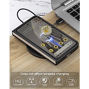 Foluu for Google Pixel Fold 2023 Case, Pixel Fold Leather Case, PU Leather + Hard PC Shell Ultra Thin Slim Durable Protective Phone Case Cover for Google Pixel Fold 2023 (Black)
