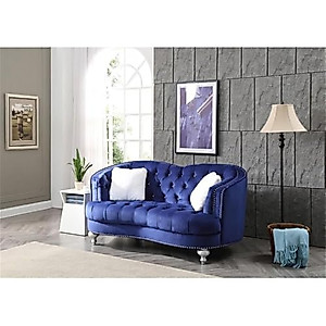 Glory Furniture Jewel Velvet Loveseat in Blue
