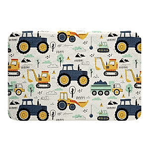 Cartoon Car Bathroom Floor Mat for Boys,Kids Construction Vehicles Door Mat 20"x32",Excavator Tractor Trucks Bathroom Rugs for Toddler Girls Home Room Decor Machinery Truck Entryway,All Season