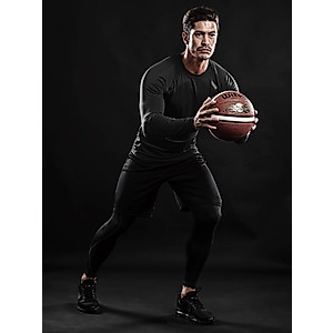 DRSKIN 3 Pack Men's Compression Shirts Top Long Sleeve Sports Baselayer Workout Running Athletic Gym (Round SBB01 3P, L)