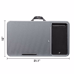 LapGear Home Office Lap Desk with Device Ledge, Mouse Pad, and Phone Holder - Silver Carbon - Fits up to 15.6 Inch Laptops - Style No. 91585