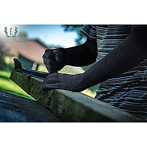 100% Kevlar Gloves with Sleeves by Dupont- Anti Scratch, Heat & Cut Resistant Sleeves Gloves, Safety Sleeves- Long Arm Protectors- Welding, Kitchen, Gardening, Pet Grooming & Bite Guard- Black, 1 Pair