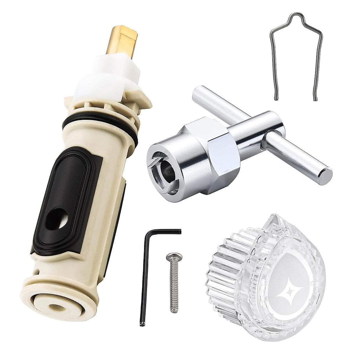 1222 Replacement Cartridge with 104421 Cartridge Puller and 100710 Shower Knob, Shower Repair Kit Compatible with Moen Posi-Temp One-Handle Tub and Shower