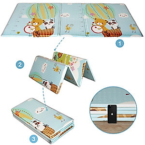 LuckyDove Baby Play Mat,Reversible Foldable Playmat,Portable Extra Large Thick Foam Crawling playmat for Infants,Babies,Toddlers,Indoor Outdoor Use,BPA Free Play Mat for Baby(with Travel Bag),78"*71"