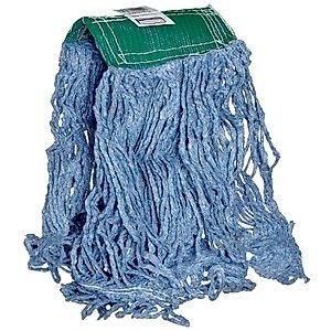 Rubbermaid Commercial Products Super Stitch Blend Mop Head Replacement, 5-Inch Headband, Medium, Blue, Heavy Duty Industrial Wet Mop For Floor Cleaning Office/School/Stadium/Lobby/Restaurant
