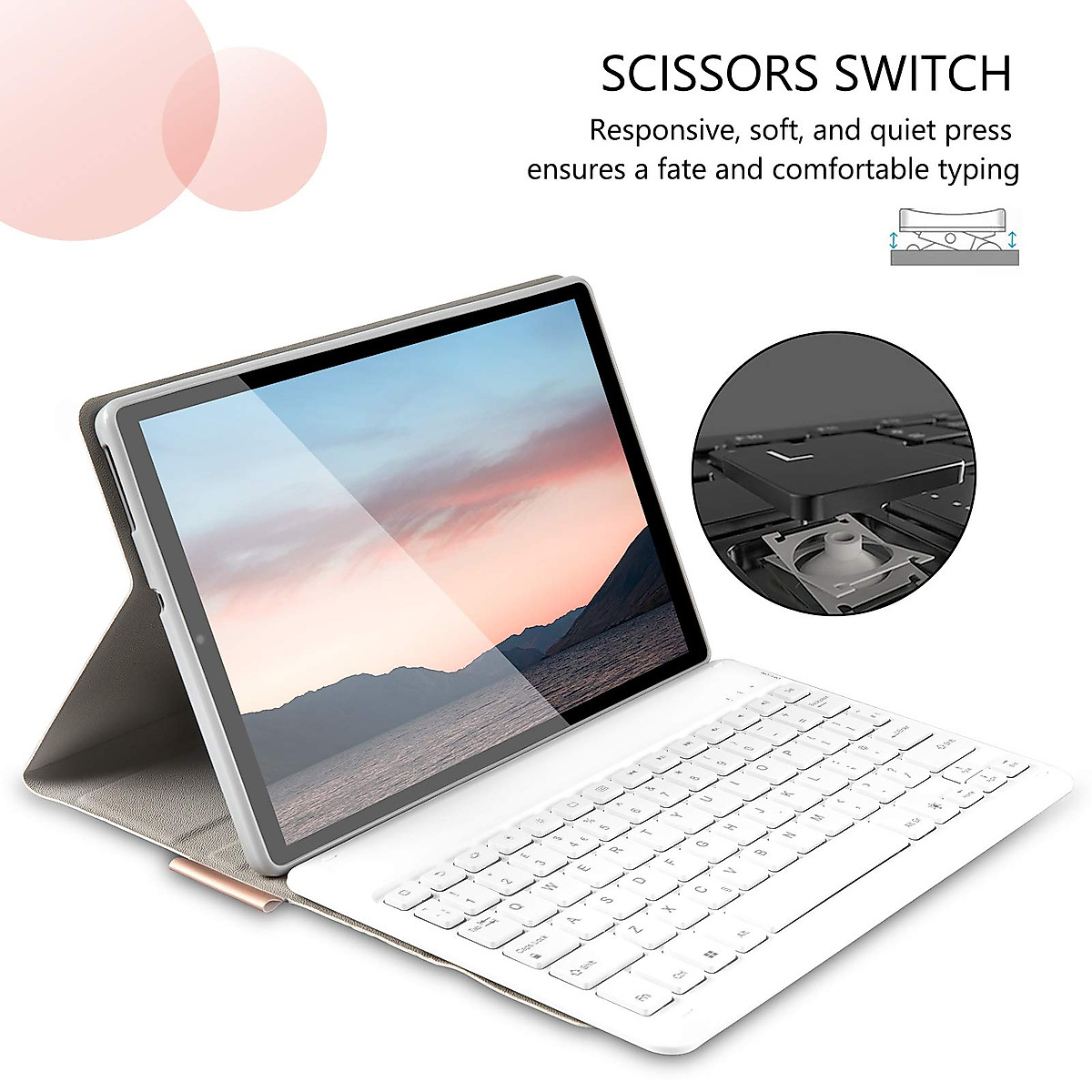 Backlit Bluetooth Keyboard Case for Lenovo Tab M10 Plus 10.3" TB-X606F, Wireless Detachable Keyboard Case with Protective Cover, Rose Gold
