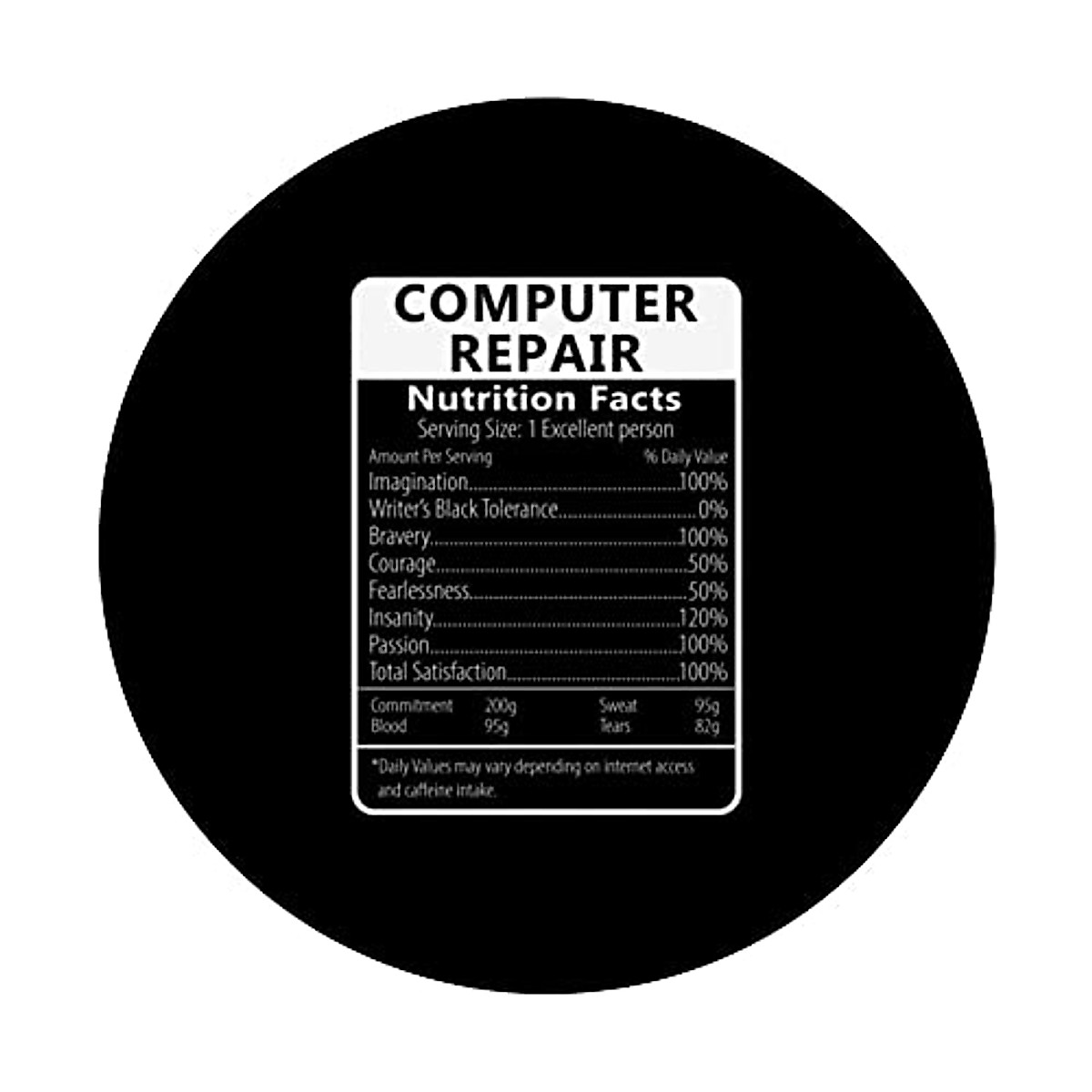 COMPUTER REPAIR Nutrition Facts Sarcastic PopSockets Swappable PopGrip