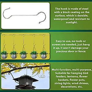 12 Inch Metal Hanging Christmas S Hooks - Extra Large Shaped Hook Heavy-Duty S Hooks,for Kitchenware, Plants,Clothing store, Garden S Hook,Hotels,Hovel and workshops,Stainless steel(6-Pack)
