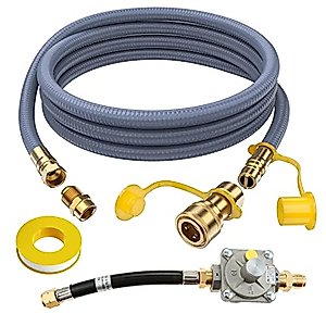 710-0003 Natural Gas Conversion Kit, Hose and Regulator, 10 Feet 1/2 Inch ID Natural Gas Hose with Quick Connect Fittings Compatible with Kitchen-aid, Convert Propane to Natural Gas