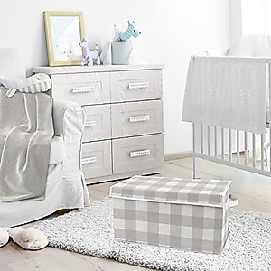 Sweet Jojo Designs Grey Buffalo Plaid Check Boy Girl Small Fabric Toy Bin Storage Box Chest For Baby Nursery or Kids Room - Grey and White Woodland Rustic Country Farmhouse Lumberjack Gender Neutral