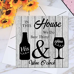 in This House We Do Beer Thirty Sign Wine O'Clock Outdoor Wood Address Signs State Wood Plaques Long Wooden Welcome Sign Smooth Fashion Religious for Birth Announcement