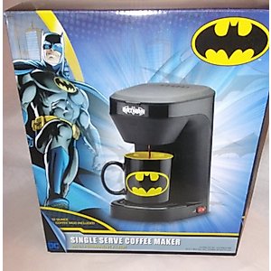 DC Batman 1-Cup Coffee Maker with Mug by Warner Bros - Single Serve Drip Coffee Machine - Features Removable Filter Basket & Drip Tray - Includes Batman Mug - 12 Oz Mug