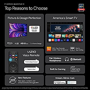 VIZIO 75-Inch P-Series 4K QLED HDR Smart TV w/Voice Remote, Dolby Vision, 4K 120Hz Gaming, Alexa Compatibility, P75Q9-J01, 2022 Model