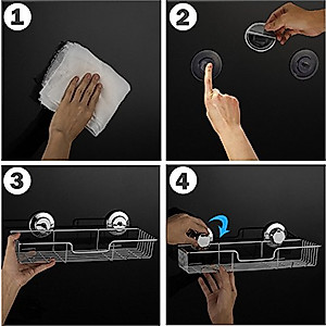 ARCCI Suction Shower Caddy, Shower Shelf Basket with Hooks, Wall Mounted Bathroom Organizer - 304 Stainless Steel Shower Rack for Shampoo, Conditioner Razor, 2 Sets