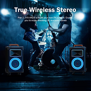 JYX Karaoke Machine with 2 Mics and Disco Light,Livestream Speaker PA System Sbuwoofer with 8 Sound Effects,Lyrics Display Holder,LED Lights,Treble/Bass Adjustment, Support TWS/REC/FM/USB/SD/AUX-in