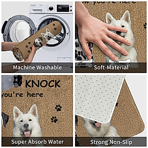 Custom Door Mat Personalized Dog Welcome Doormat Front Door Mat - No Need to Knock - Hope You Brought - Housewarming Gift Customized Outdoor Welcome Mat Rug Home Decor Dog Doormats (Style 1)