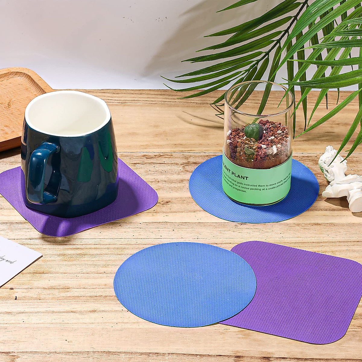 4pcs Jar Opener Gripper Pads, Rubber Jar Grippers Multi-function Jar Opener for Seniors with Weak Hands Kitchen Coasters (Blue, Purple)