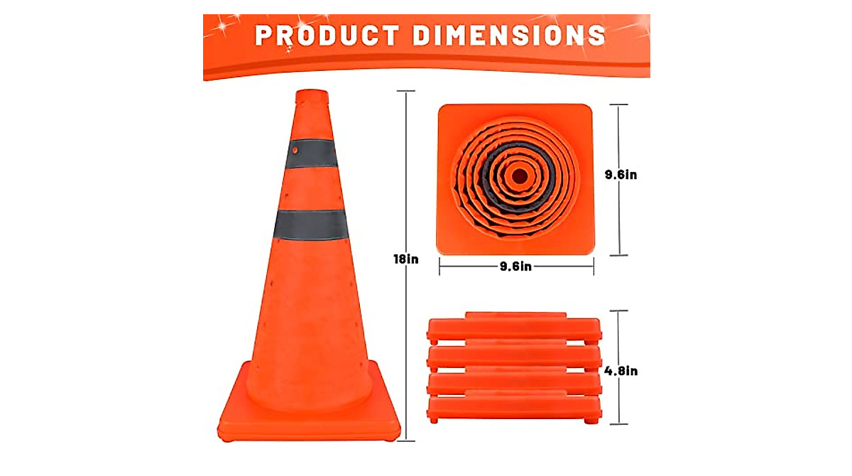 Collapsible Orange Traffic Cones - Safety and Visibility