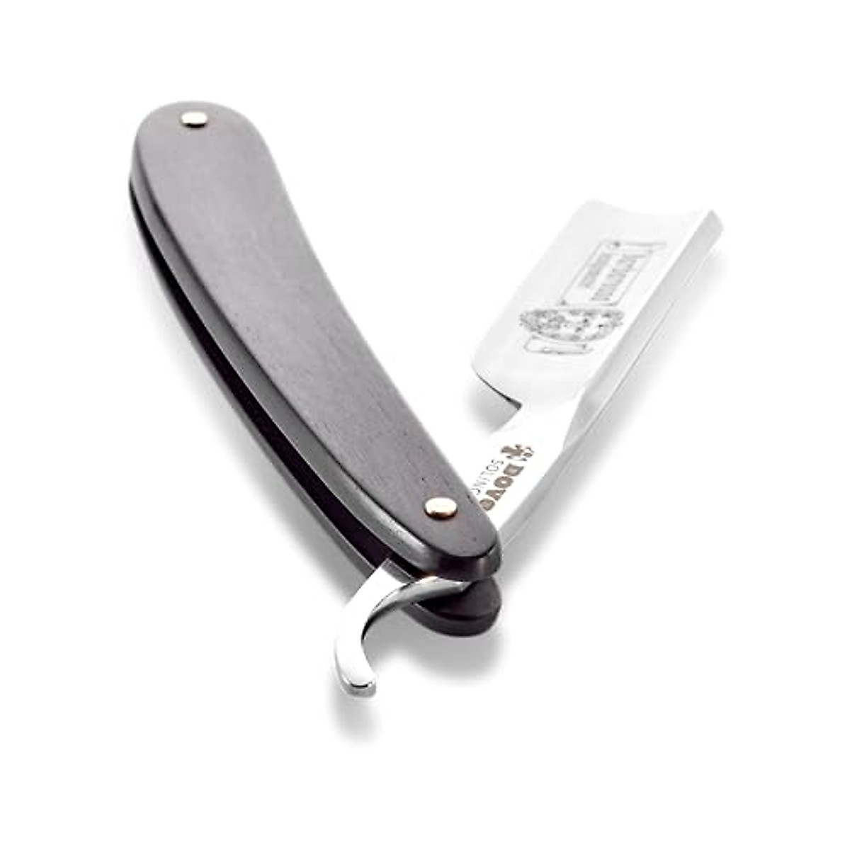 DOVO Barbarossa Moustache 46581 German Straight Razor | Carbon Steel | 5/8 Size | Full Hollow Ground | Round Point | Shortened Cutting Length | Ebony Wood Handle |, 1 ct.