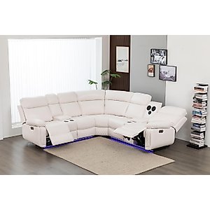 Kingway Inc Lionel Power Recliner Sectional Sofa, White