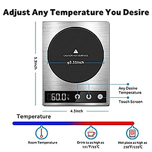 COSORI Coffee Mug Warmer & Mug Set, Beverage Cup Warmer for Desk Home Office Use, Coffee gifts, Electric 24 Watt, Touch Tech & LCD Digital Display, 304 Stainless Steel, 17 oz, Mug lid