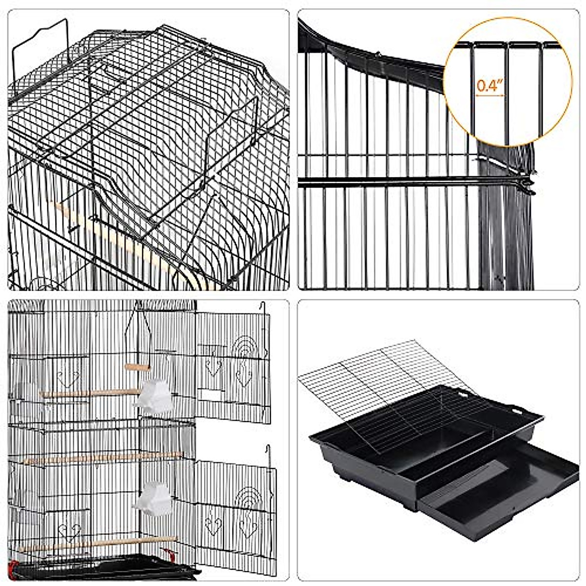 Yaheetech 41-inch Open Top Medium Parakeet Bird Cages for Parakeets Finches Canaries Lovebirds Small Quaker Parrots Cockatiels Budgie Green Cheek Conure Travel Pet Flight Bird Cage Birdcage