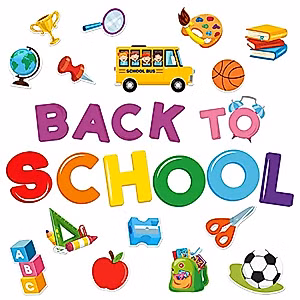 BeYumi 69Pcs Back to School Cutouts Bulletin Board Decoration Set DIY Cardstock Paper Cutouts First Day of School Teacher Supplies for Welcome School Theme Party Elementary Preschool Kindergarten