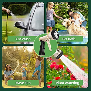 Garden Hose Nozzle, Heavy Duty Metal Water Hose Nozzle with 9 Spray Patterns, High Pressure Water Hose Nozzle Sprayer for Watering Garden, Washing Cars and Showering Pets