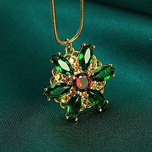 Confede Anastasia Necklace-Lost Princess Inspired Together In Paris Emerald Stone Flower Necklace for Women, Green