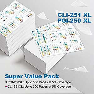 GALADA Compatible Ink Cartridges Replacement for Canon PGI-250XL CLI-251XL 250 251 XL for Pixma MX920 MX922 MX722 IP7220 IP8720 IX6820 MG5420 MG5422 MG5520 MG5522 MG5620 MG6320 Printer 15 Pack