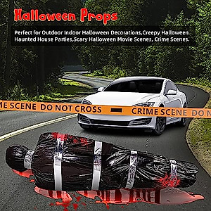 Halloween Decorations Hanging Corpse Dead Victim Prop 6 Pcs Set Includes Air Pump and Caution Tape,Creepy Halloween Inflatables Yard Decorations,Scary Halloween Decor Clearance Prop for Haunted House.