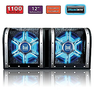 Dual Electronics BP1204 High Performance 12 inch Car Audio Subwoofer in a Tuned Bandpass Enclosure with Blue illumiNITE LED illumination and Plexiglass Viewing Windows and 1,100 Watts of Peak Power