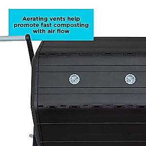 BLACK+DECKER Compost Tumbler, Dual Chamber Composter, 40 Gallon, Easy Handle System for Composting (BDSTGA9701)