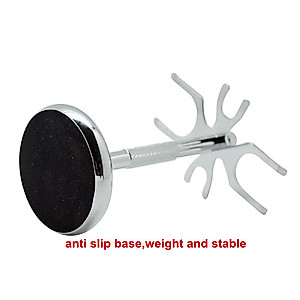 Deluxe Stainless Steel 4 Prong Safety Razor and Shave Brush Stand Drip Stand