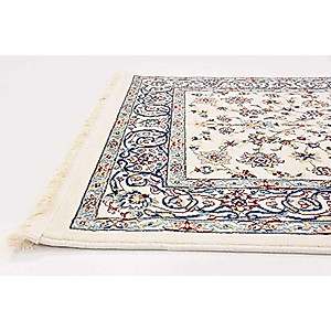 Unique Loom Narenj Collection Area Rug - Leeds (3' x 13' 1" Runner, Ivory/ Blue)