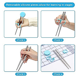Quimoy Chopsticks for Kids,Learning Chopstick Helper,Stainless Steel Reusable Kids Chopsticks for Learning and Training,2 Pairs of Chopsticks