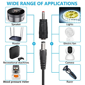 SinLoon 3.28ft USB 5V to DC 12V Converter Step Up Voltage Converter Power Cable USB to 5.5 x 2.1mm Barrel Connector DC Power Cable with 5 Connectors Adapter for Router, Mini Fan, Camera, Phone(5521)