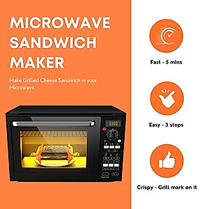 Microwave Sandwich Maker | Panini Press Sandwich Maker | Microwave Grill Tray Crisper | Grill Fast and Dishwasher Safe