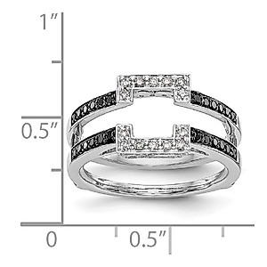 Size 7 - Solid 14k White Gold Black & White Diamond Ring Guard (9mm) (.43ct.)